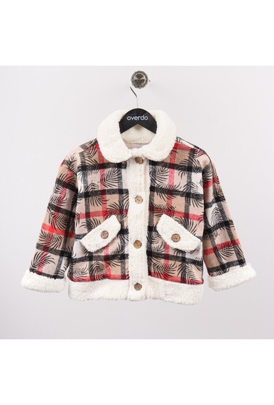 Overdo Ekose Kumaş Astarlı Peluş Detaylı Çocuk Kaban / Mont -