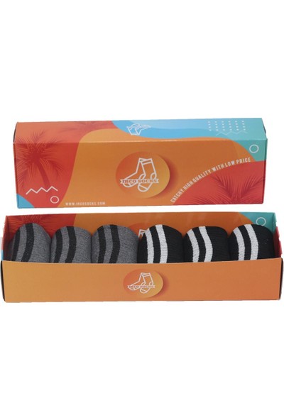 İrco Socks Unisex 6`lı Karışık Renkli Çizgili Pamuklu Tenis Çorabı İrco Socks Unisex 6`lı Karışık Renkli Çizgili Pamuklu Tenis Çorabı