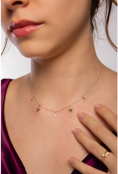 Mars Sıralı Ay Yıldız Kolye