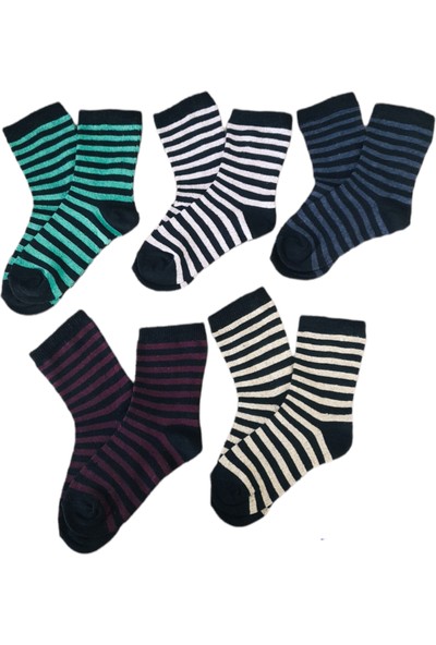 Sockshion Pamuklu Çember Desenli Çocuk Soket Çorap 5'li Paket