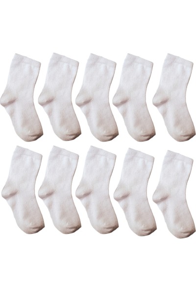 Sockshion Pamuklu Düz Klasik Çocuk Soket Çorap 10'lu Paket