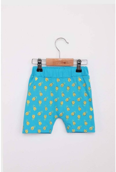 Ananas Baskılı Erkek Çocuk Şortlu Takım | Mavi