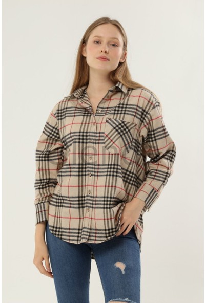 Glenda Ekose Tek Cepli Gömlek Kırmızı - S