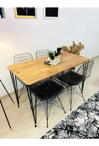 Stone Concept Mobilya Yemek Masa Takımı Mutfak Masası Cafe Masası 4'lü Tel Sandalye + Masa 60 x 120 cm Atlantik Çam Stone Concept Mobilya Yemek Masa Takımı Mutfak Masası Cafe Masası 4'lü Tel Sandalye + Masa 60 x 120 cm Atlantik Çam