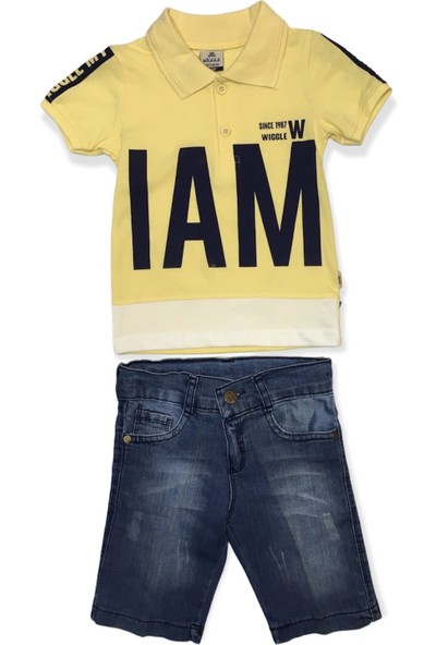 Wiggle Lacost T-Shırt Kot Kapri Erkek Çocuk Takım Sarı
