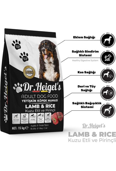 Dr. Heigel's Dr. Heigels Lamb & Rice Kuzu Etli Yetişkin Köpek Maması 15 kg Dr. Heigel's Dr. Heigels Lamb & Rice Kuzu Etli Yetişkin Köpek Maması 15 kg