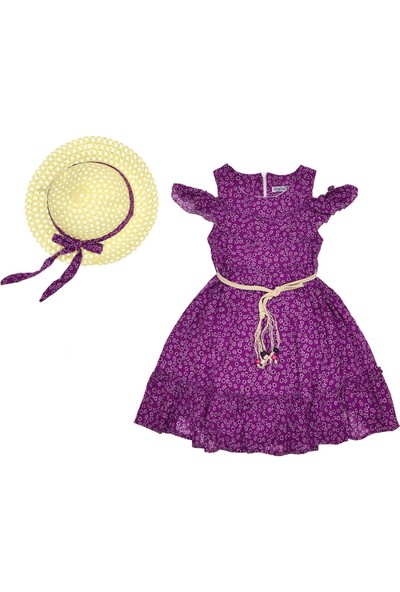 Carino Çiçek Desenli Şapkalı Elbise