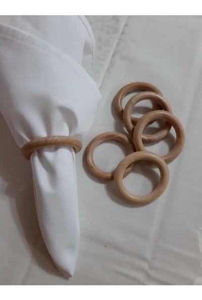 Romans Peçete Halkası Doğal Ahşap 6'lı Romans Peçete Halkası Doğal Ahşap 6'lı