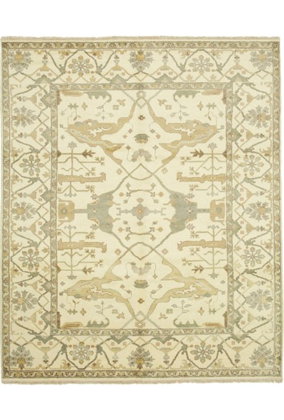 Bespoky Tebriz Bej Klasik Pamuk Yün El Dokuma Alan Halısı