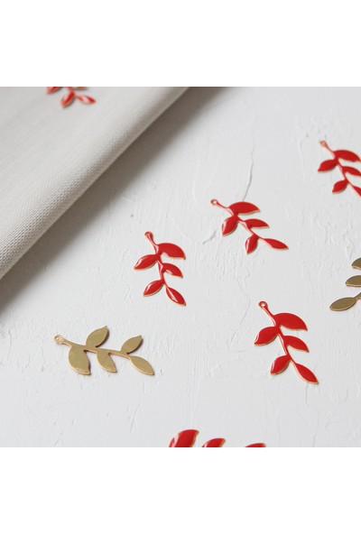 Bimotif Yaprak Şeklinde Kırmızı Mineli Gold Takı Malzemesi, Aksesuar Bimotif Yaprak Şeklinde Kırmızı Mineli Gold Takı Malzemesi, Aksesuar