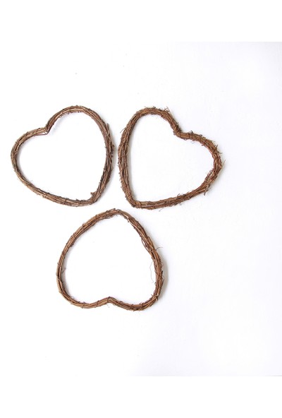 Bimotif Kalp Şekilli Doğal Çelenk, 23 cm 3 Adet