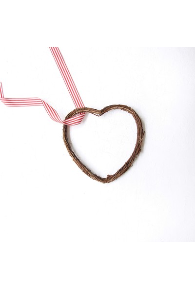 Bimotif Kalp Şekilli Doğal Çelenk, 23 cm 1 Adet