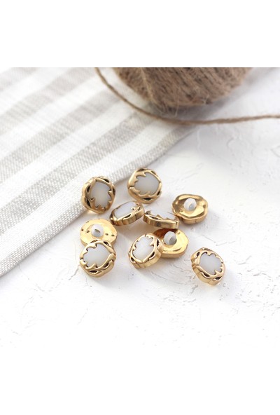 Bimotif Gold-Beyaz Metalize Düğme, 13 mm 10 Adet Bimotif Gold-Beyaz Metalize Düğme, 13 mm 10 Adet