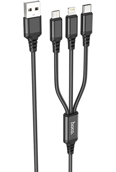 Hoco X76 3in1 Type-C + iPhone Lightning + Micro USB 2A Şarj Kablosu Hoco X76 3in1 Type-C + iPhone Lightning + Micro USB 2A Şarj Kablosu