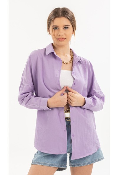 Candybia Kadın Oversize Uzun Basic Gömlek