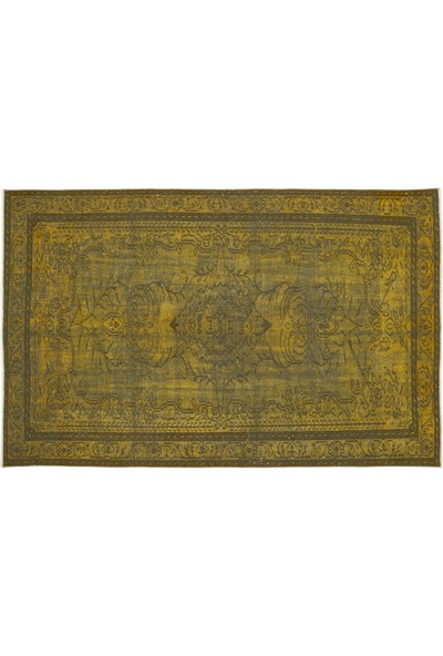 Bespoky Atina Sarı Eskitme El Dokuma Alan Halısı
