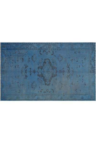 Bespoky Atina Mavi Eskitme El Dokuma Alan Halısı