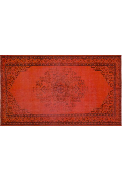 Bespoky Atina Turuncu Eskitme El Dokuma Alan Halısı
