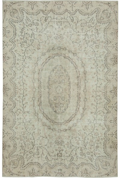 Bespoky Vintage Bej Eskitme Pamuk Yün El Dokuma Alan Halısı Bespoky Vintage Bej Eskitme Pamuk Yün El Dokuma Alan Halısı