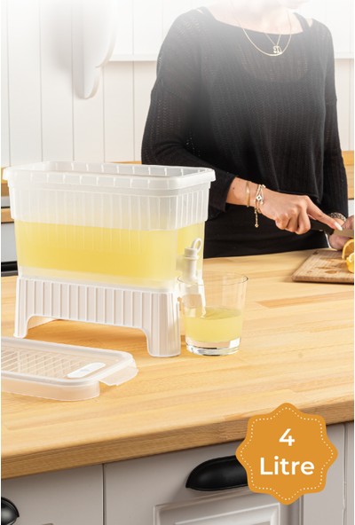 Vienev 4 Litre Su ve Limonata Sebili Beyaz