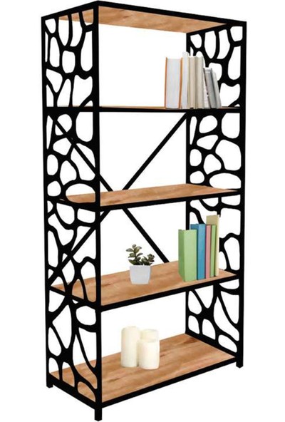MTM Metal Dekoratif Ayaklı Beş Raflı Kitaplık 142X60X30