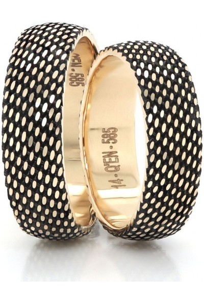 Qen Sarı Altın Oksitli Nokta Desenli Örgü Kadın Alyans 21 Qen Sarı Altın Oksitli Nokta Desenli Örgü Kadın Alyans 21