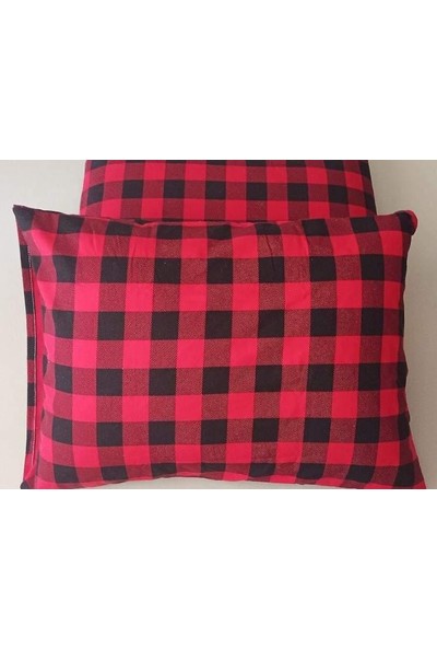 Lara Kırmızı Ekose Yastık Kılıfı Takımı