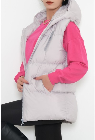 Peaces Store Kapşonlu Şişme Yelek Gri - 9884.1247. Peaces Store Kapşonlu Şişme Yelek Gri - 9884.1247.