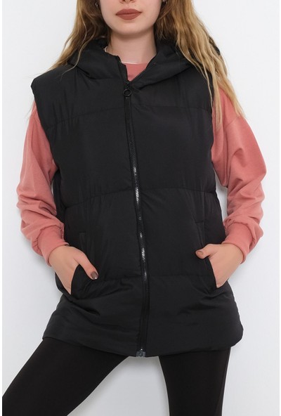 Peaces Store Kapşonlu Şişme Yelek Siyah - 10013.1247. Peaces Store Kapşonlu Şişme Yelek Siyah - 10013.1247.