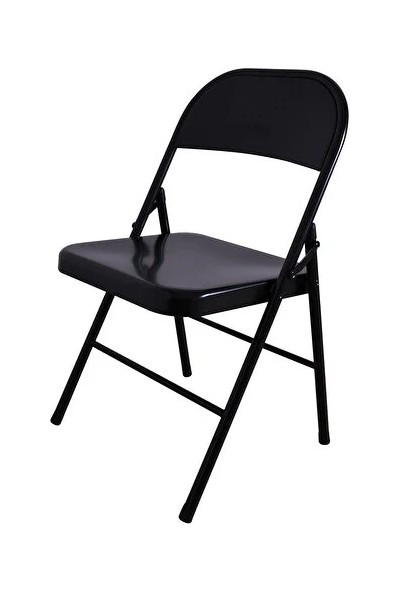 Fafare Katlanır Metal Siyah Sandalye, 120KG Taşıma Kapasiteli Fafare Katlanır Metal Siyah Sandalye, 120KG Taşıma Kapasiteli