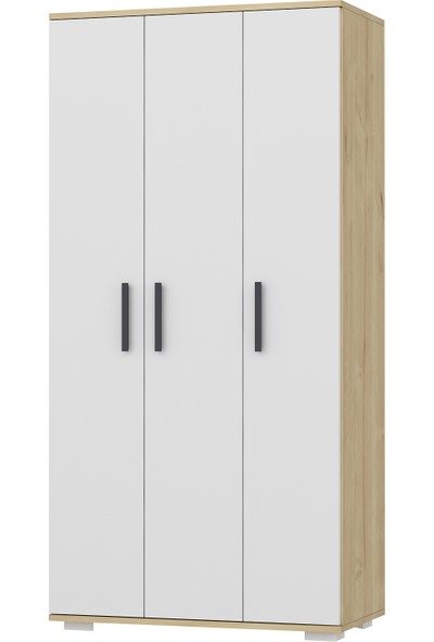 Cantek Üç Kapaklı 90 cm Edit Gardırop Safirmeşe-Beyaz
