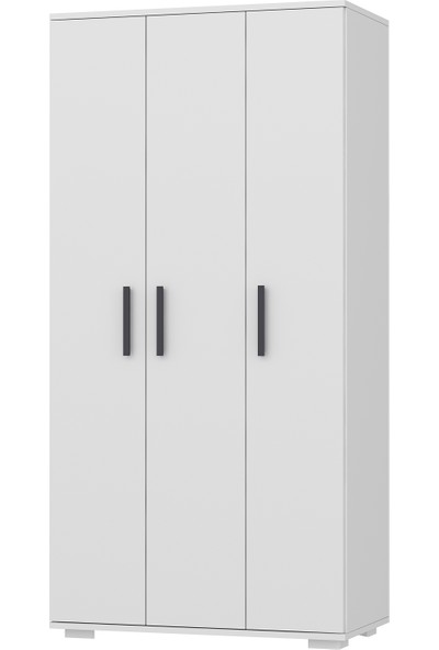 Cantek Üç Kapaklı 90 cm Edit Gardırop Beyaz-Beyaz