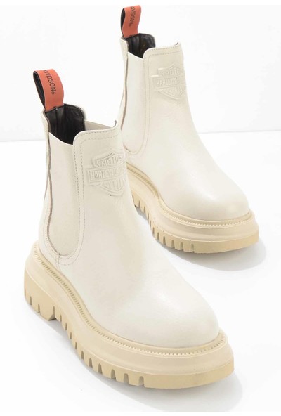 Bambi Beige Deri Kadın Bot & Bootie HD0777003103