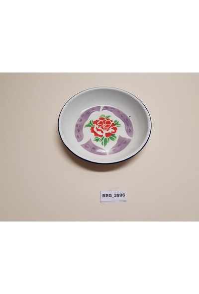 Begüldan Çiçekli Eski Emaye-Çinko Tabak BEG_3996