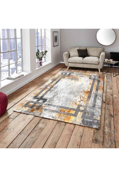 Meka Home Turuncu Çerçeve Model Lastikli Halı Örtüsü Meka Home Turuncu Çerçeve Model Lastikli Halı Örtüsü