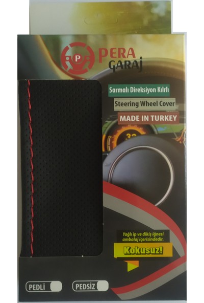 Dikmeli Noktalı Siyah Direksiyon Kılıfı Kırmızı Dikişli Dikmeli Noktalı Siyah Direksiyon Kılıfı Kırmızı Dikişli