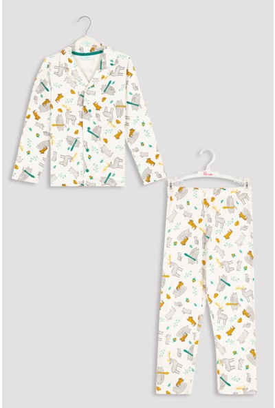 Penti Beyaz Gravur Gömlek Pijama Takımı Penti Beyaz Gravur Gömlek Pijama Takımı