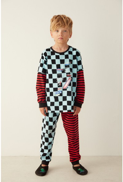 Penti Siyah Erkek Çocuk B. Check Pijama Takımı