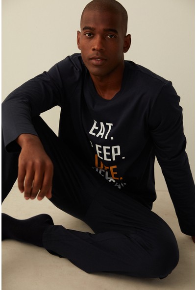 Penti Lacivert Funny Navy Pijama Takımı