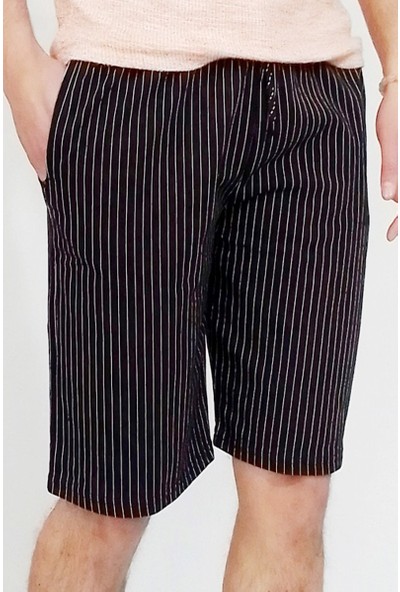 Garni Siyah Çizgili Şort