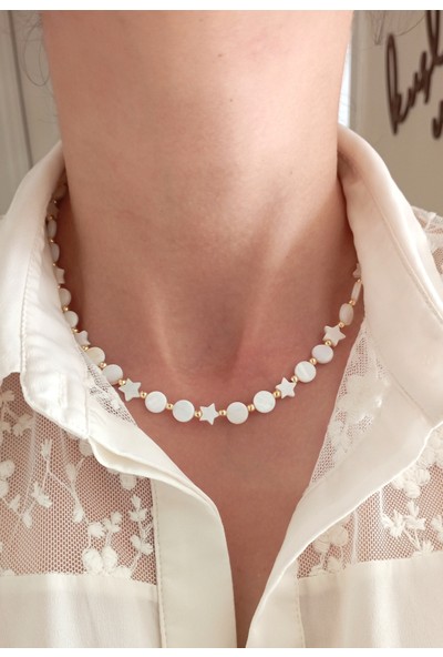 Nergis Collection Sedef Doğaltaş Star Tasarım Kolye Nergis Collection Sedef Doğaltaş Star Tasarım Kolye