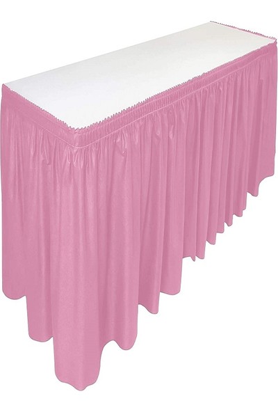 Pembe Renk Plastik Lüx Masa Eteği 75CM En 4.26 Pembe Renk Plastik Lüx Masa Eteği 75CM En 4.26