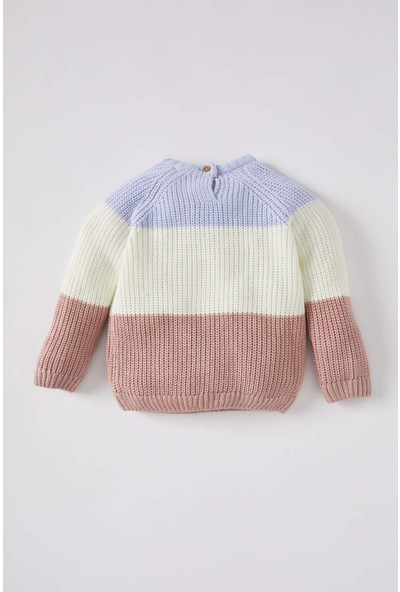 DeFacto Kız Bebek Renk Bloklu Regular Fit Bisiklet Yaka Kazak X5629A222AU DeFacto Kız Bebek Renk Bloklu Regular Fit Bisiklet Yaka Kazak X5629A222AU