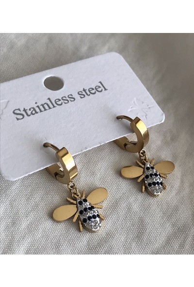 Stainless Steel Gold Arı Çelik Küpe