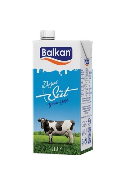 Balkan Süt Yarım Yağlı 1 kg x 12 Adet