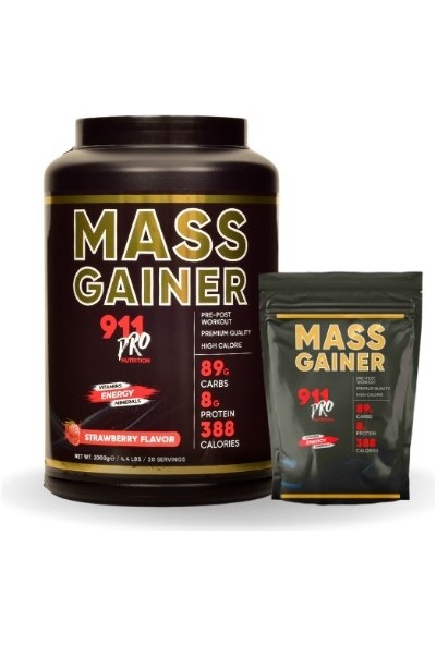 Mass Gainer Çilek 2000GR + (1 Servis Mass Gainer) Hediyeli