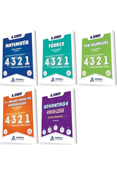 Avantaj Yayınları 8. Sınıf Matematik + Türkçe + Fen + Inkılap + Ingilizce 4321 Soru Seti 5 Kitap 2023 Avantaj Yayınları 8. Sınıf Matematik + Türkçe + Fen + Inkılap + Ingilizce 4321 Soru Seti 5 Kitap 2023