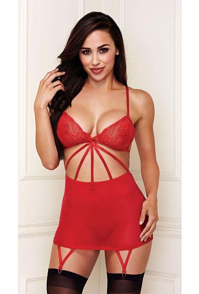 Fantazi Kırmızı Jartiyer Takım Iç Giyim