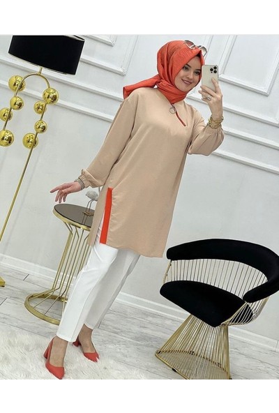 Papatya Fermuar Detaylı Tunik