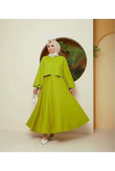 Papatya Balon Kollu Mevlana Kesim Etek Takım